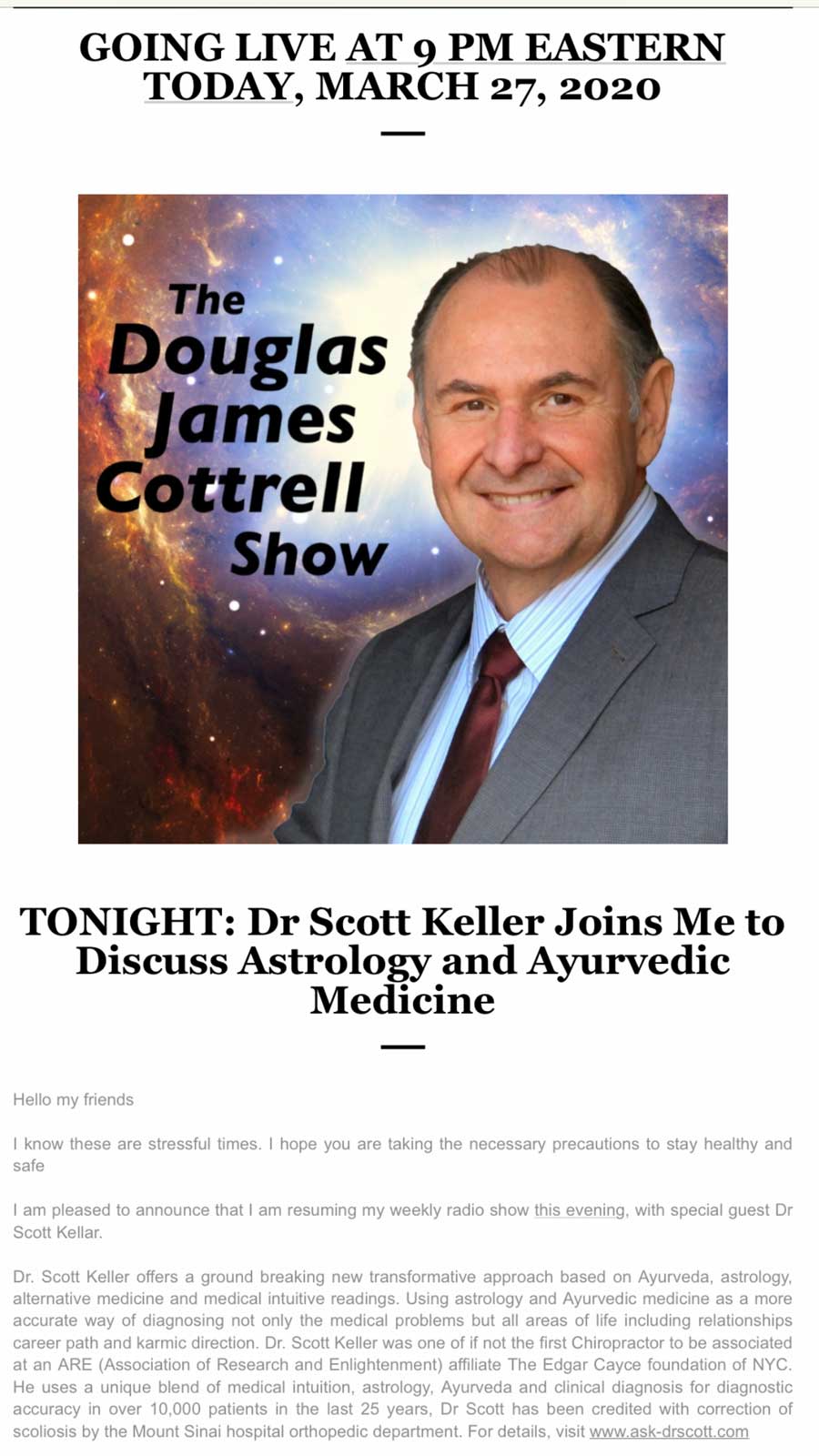 Listen to the Douglas James Cottrell Show from March 27, 2020 ...